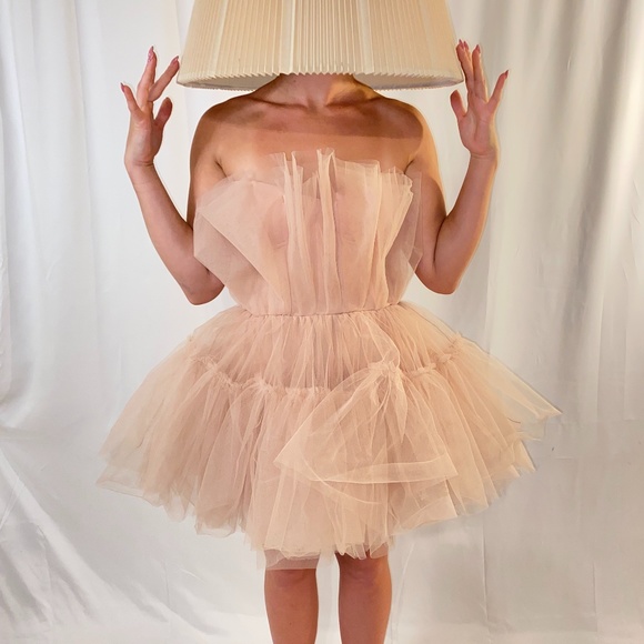 Kiki Riki | Dresses | Nude Off The Shoulder Mini Tulle Dress | Poshmark